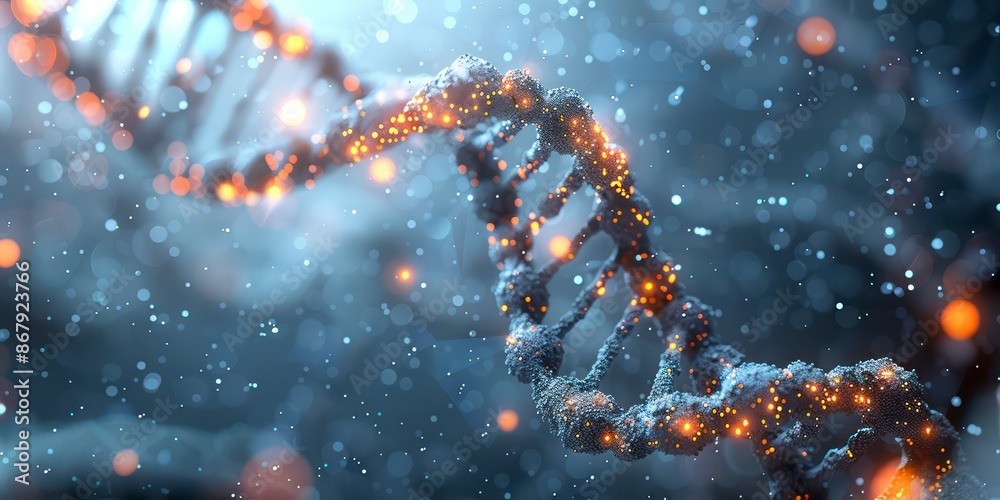 wallpaper illustration symbol of a dna genome structure with blurred ...