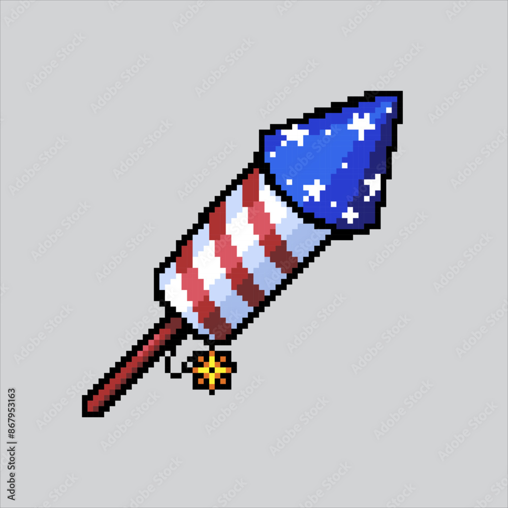 Vetor de Pixel art illustration US Ice Cream. Pixelated United States ...