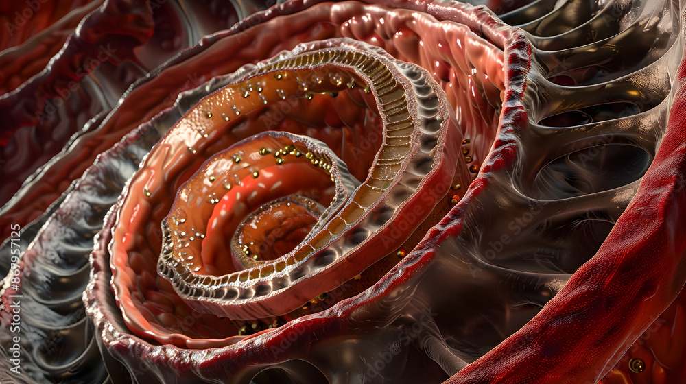 Detailed 3D Render of Human Artery Cross-Section Showing Vascular ...