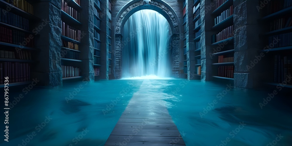 Foto de Secret Library Entrance Disguised as Waterfall, Concealed in ...