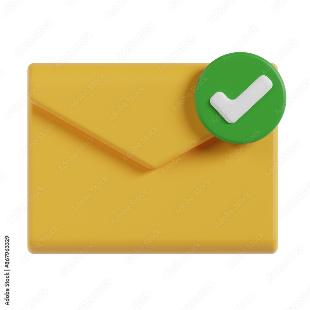 Approved Email 3D Icon. Email Sent 3D Icon Stock Illustration | Adobe Stock