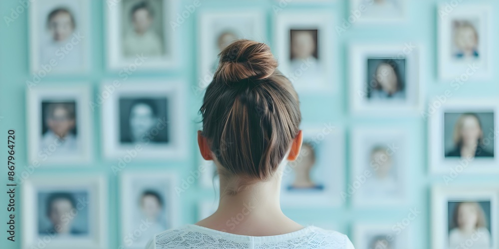 Woman uses old family photos to trace ancestry through DNA. Concept ...