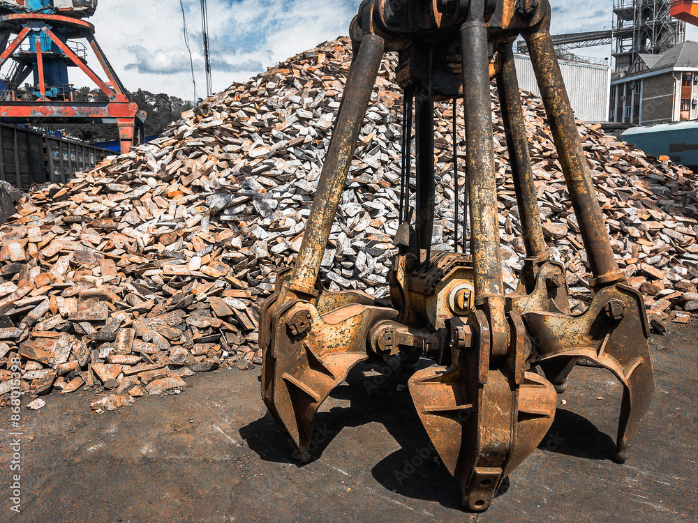 The grab is mandibular. The shape of cast iron: ingots, ingots in a ...