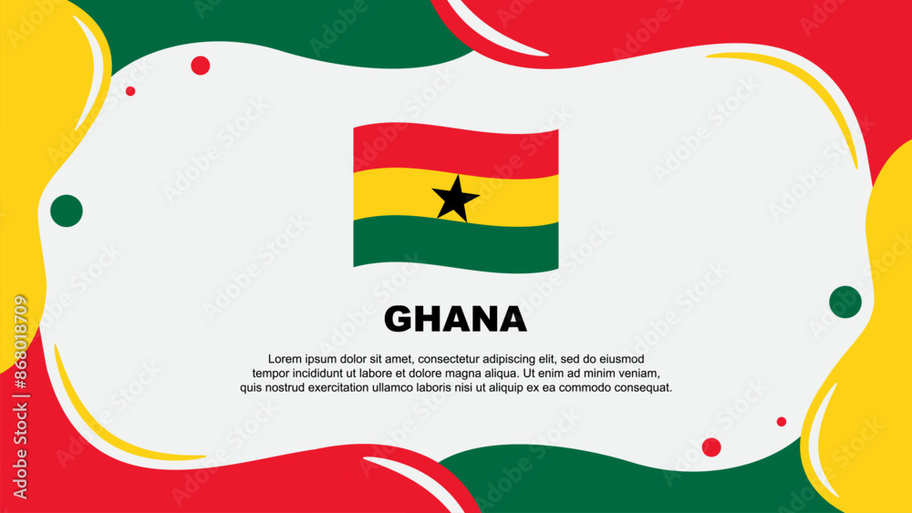 Ghana Flag Abstract Background Flat Design Template. Ghana Independence ...