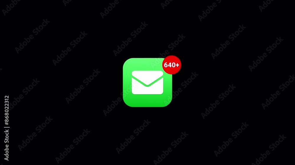 Social media message notification icon animation on alpha channel ...