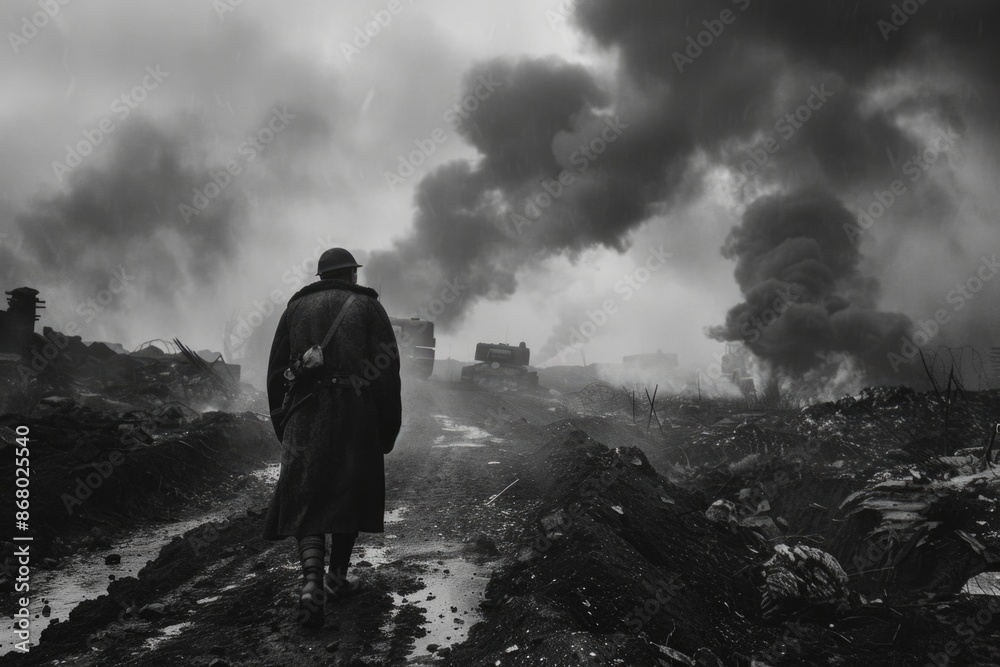 Reflecting suffering and grief, representation of devastation and ...