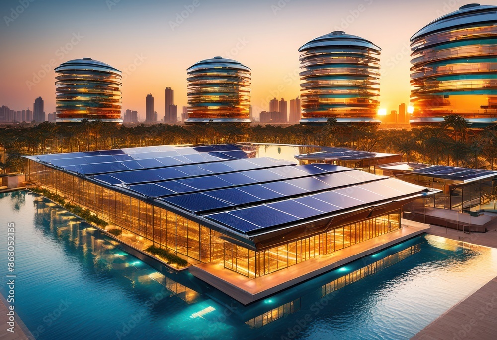 modern solar powered water desalination plants generating clean energy ...