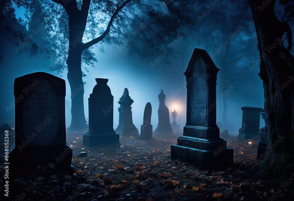 ethereal spectres drifting gravestones haunting scene, apparitions ...