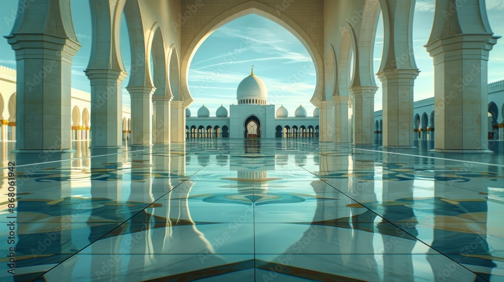 Symmetry: banner background of Mosque Day theme banner design for ...