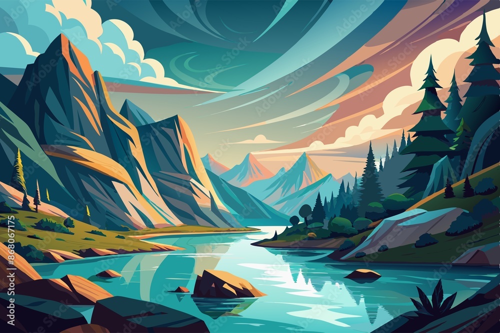 showcasing the power and beauty of nature, with abstract shapes and ...