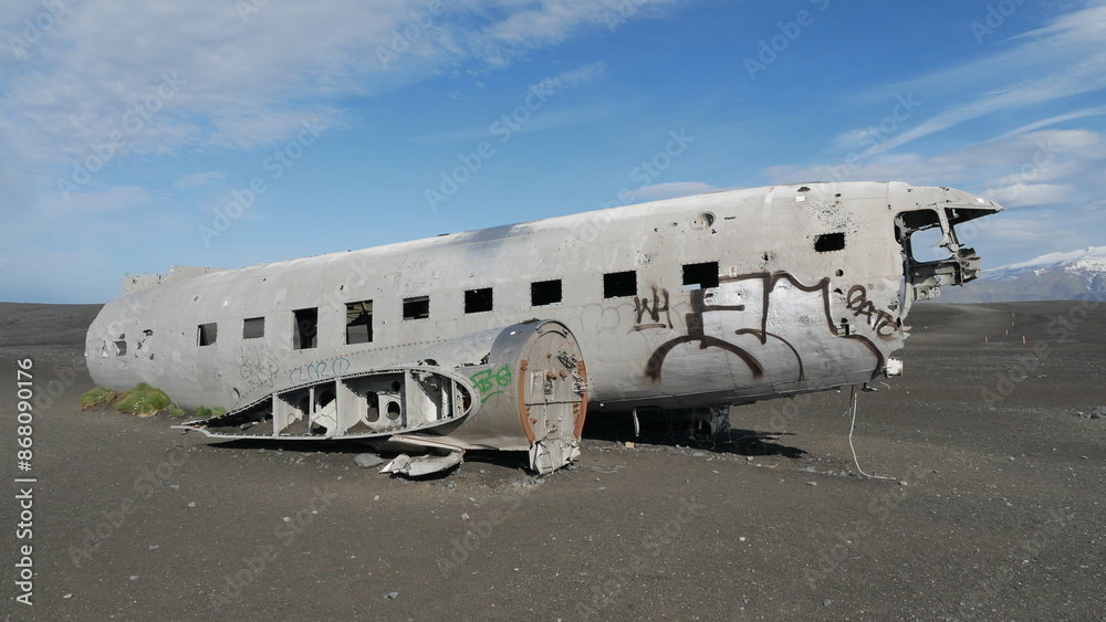 Douglas DC 3 plane wreck in Iceland Stock Photo | Adobe Stock