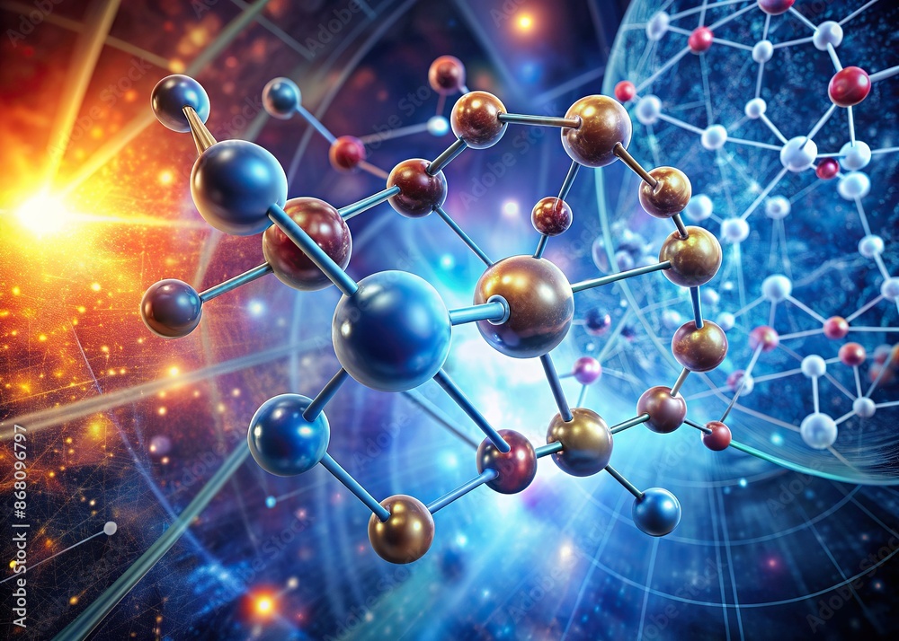 Detailed illustration of a molecular structure with atoms and electrons ...