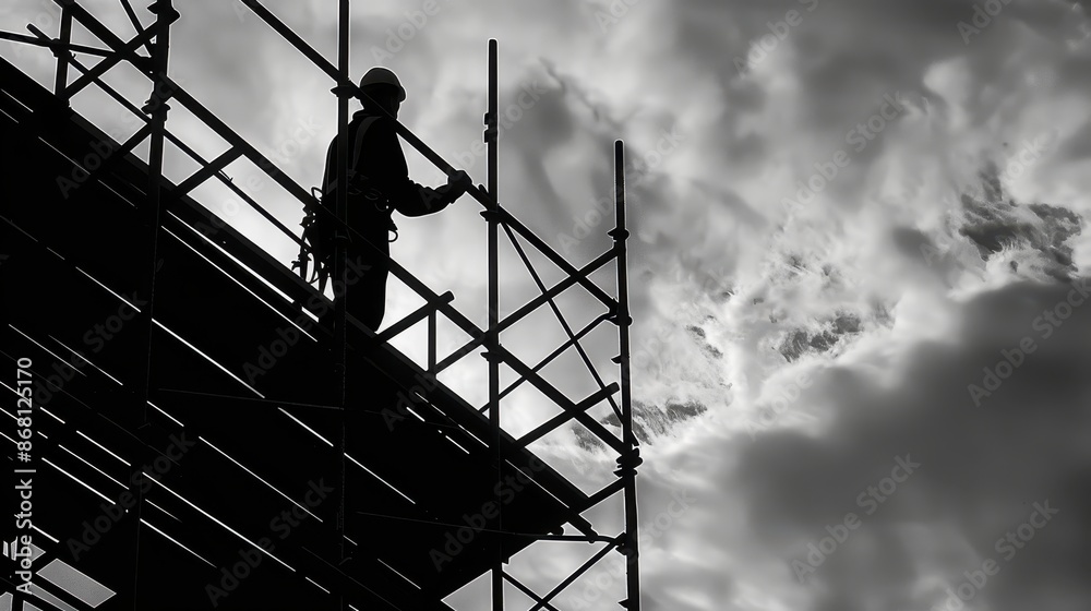 Constructing Scaffolding on Labor Day - Dedicated Worker at ...