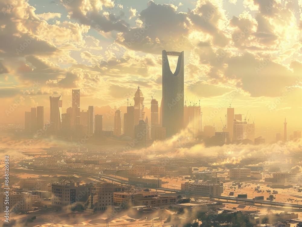 Daytime landscapes of the Kingdom of Saudi Arabia, highlighting the ...