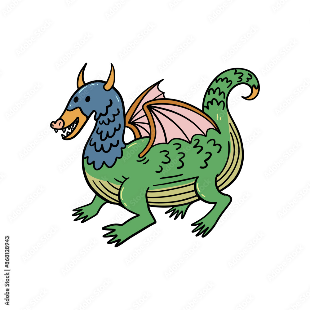 dragon hand drawing illustration for design, template, icon, logo ...