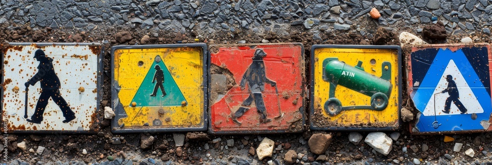A variety of prohibition signs commonly seen in workplace settings for ...