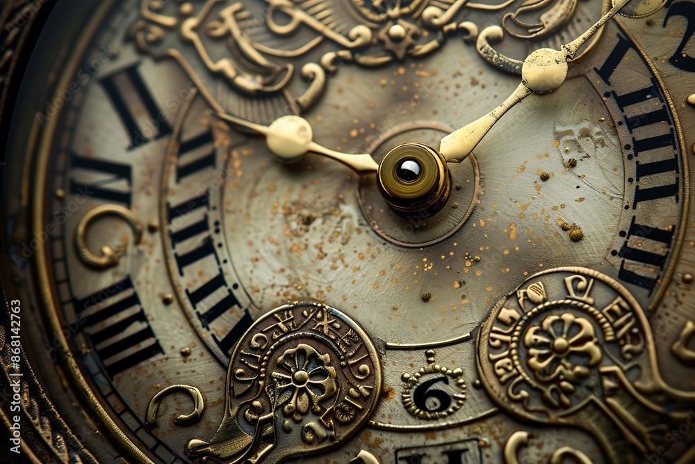 A background with a detailed, antique clock face pattern for a vintage ...