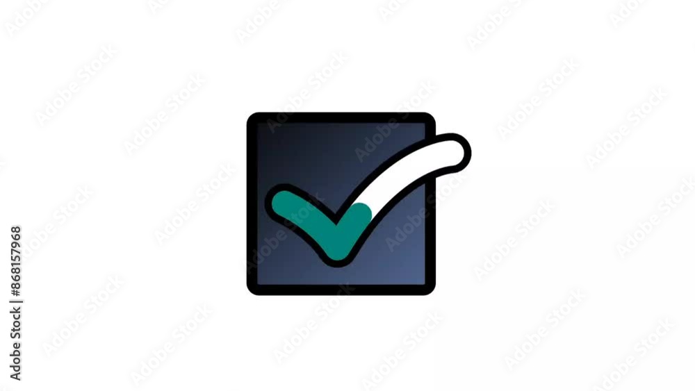 Animated reveal of a color full check mark symbol in the square box 素材庫 ...