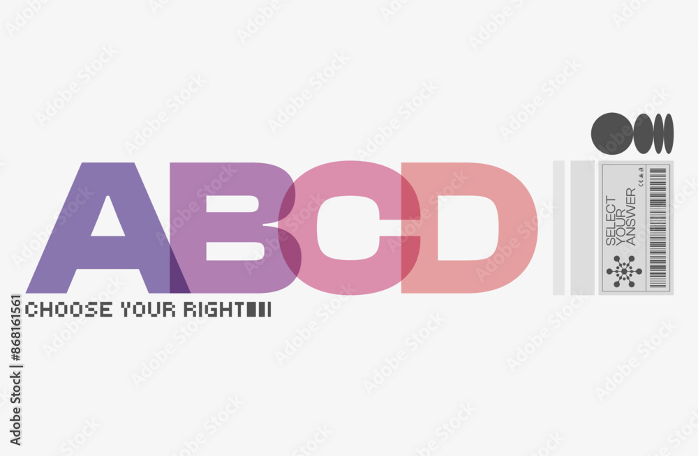 Flat Minimal Of ABCD Typography Selection Template Sign with Brutalism ...