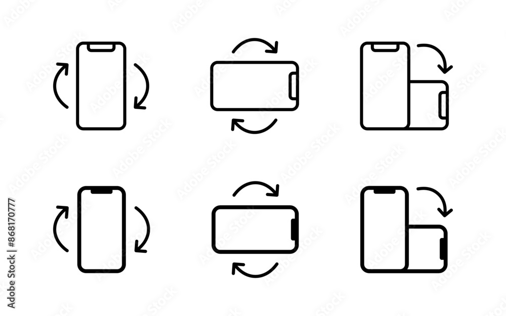 Phone rotation icon set. Phone screen rotate vector illustration ...