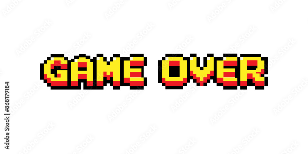 Game Over text on white background.8 bit game.retro game. Stock Vector ...