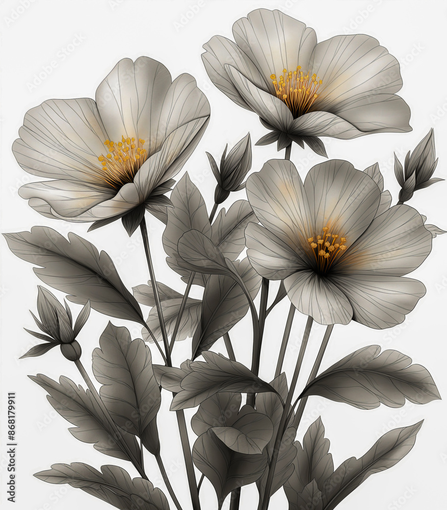 Artistic flower arrangement in doodle style. This is a fun and creative ...