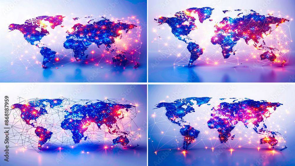 Foto de 4 photo collages. Modern and elegant world map design. Easy to ...