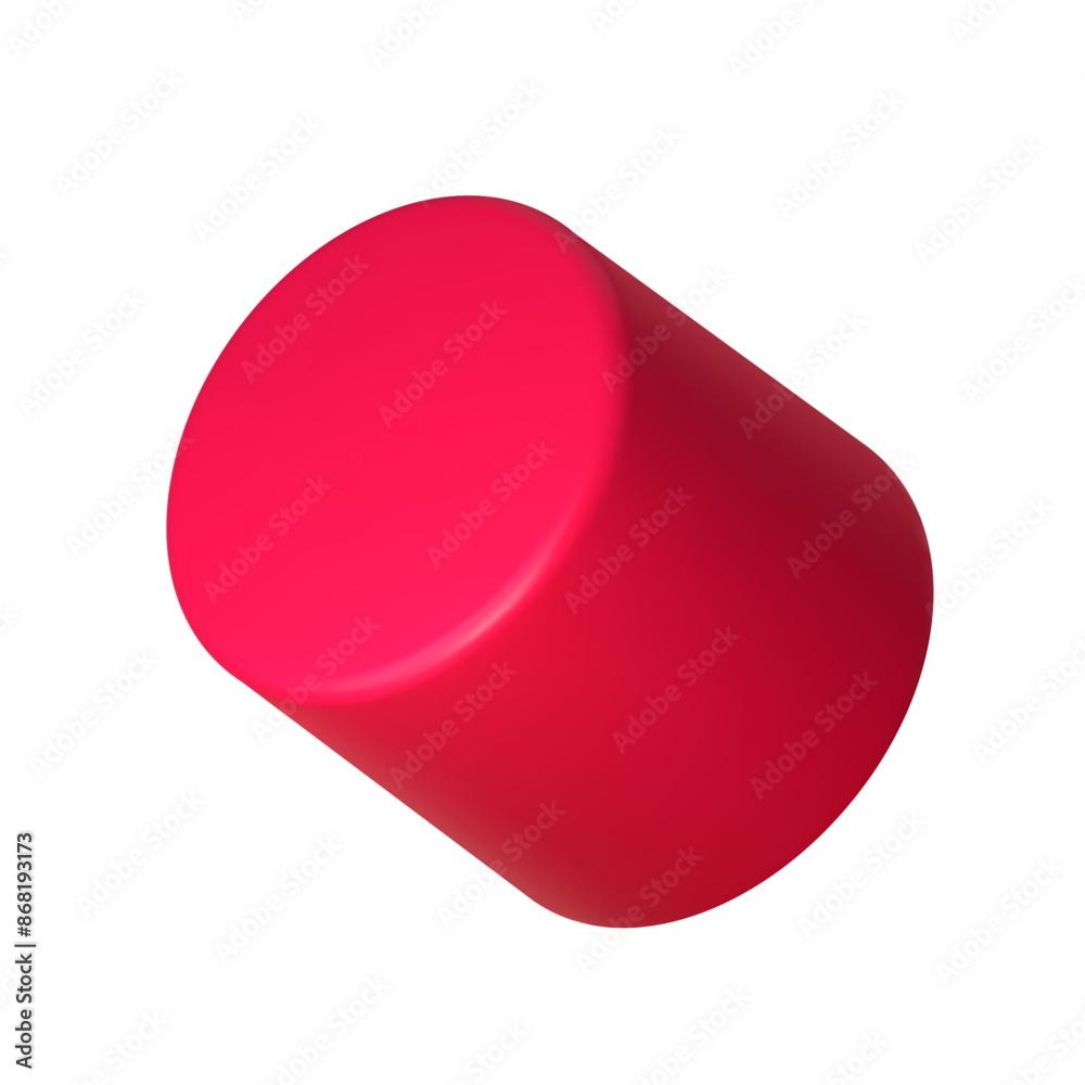 Abstract red 3D cylinder illustration, isolated on clean background ...