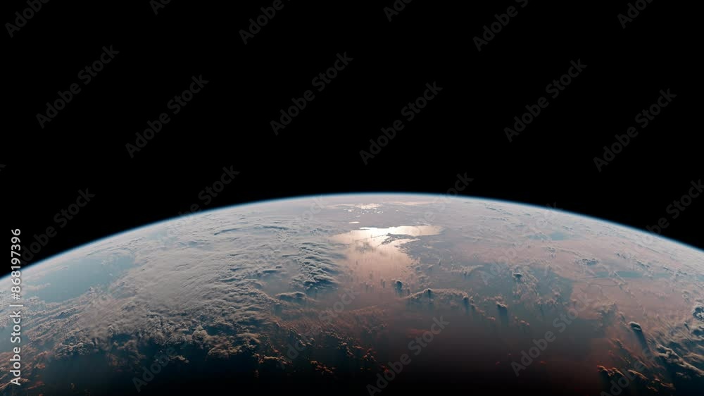 surface of planet earth. sun reflecting on planet earth. the earth in ...