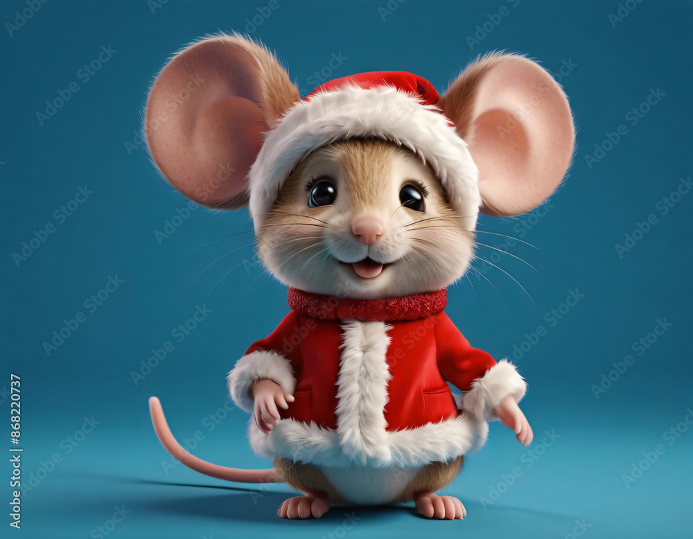 Cute little mouse in santa claus, słodka mała w przebraniu świętego ...