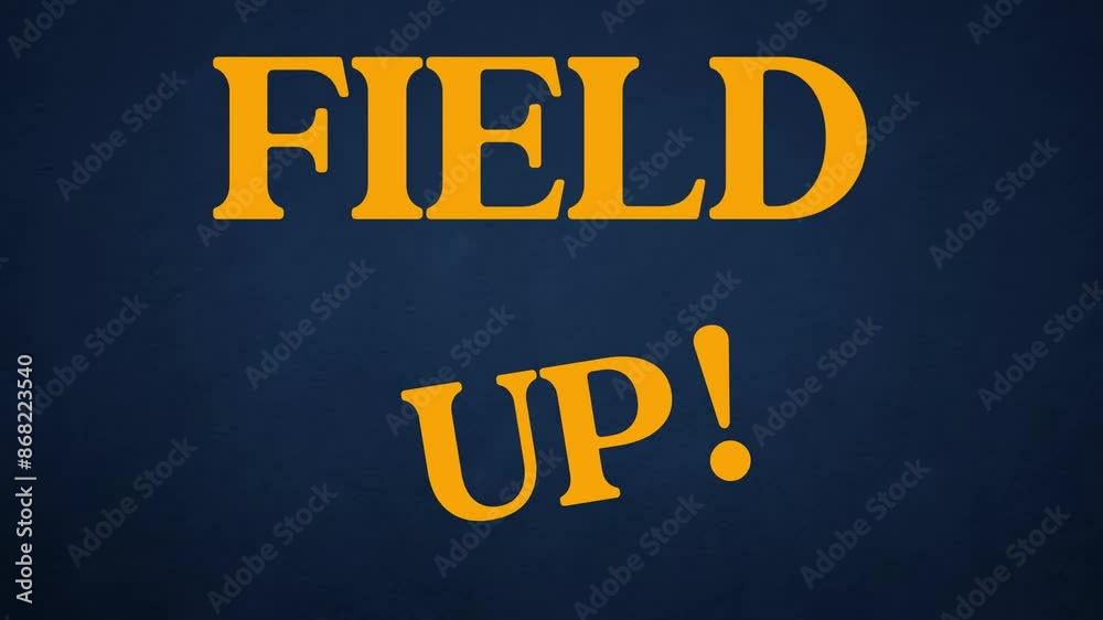Field up! And Field Seamless looping swing text animation with orange ...