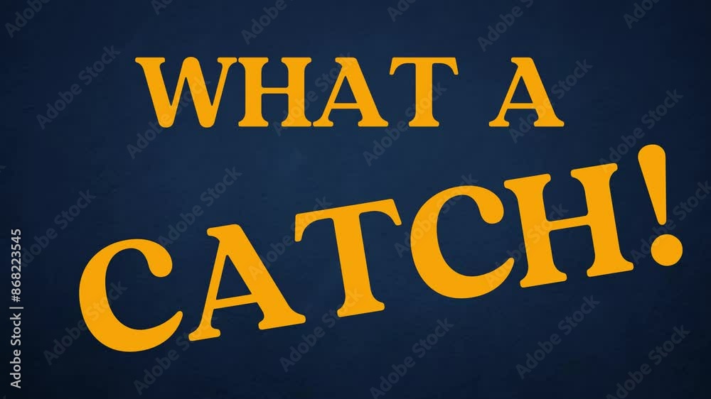 WOW! What a catch! Seamless looping text 3D animation with orange color ...