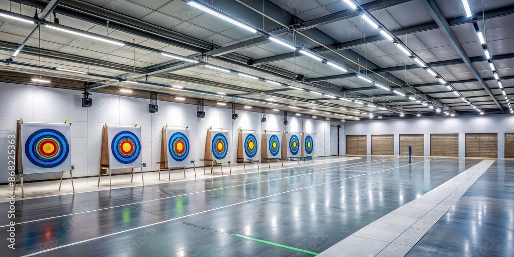 Modern indoor archery range with precision targets and state-of-the-art ...
