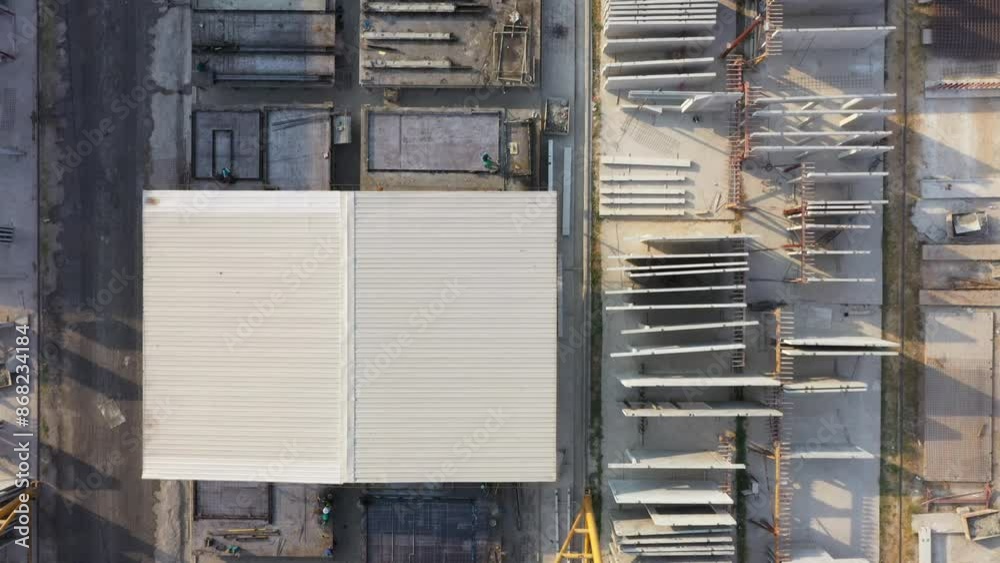 Aerial top view of Precast concrete wall panel for construction ...