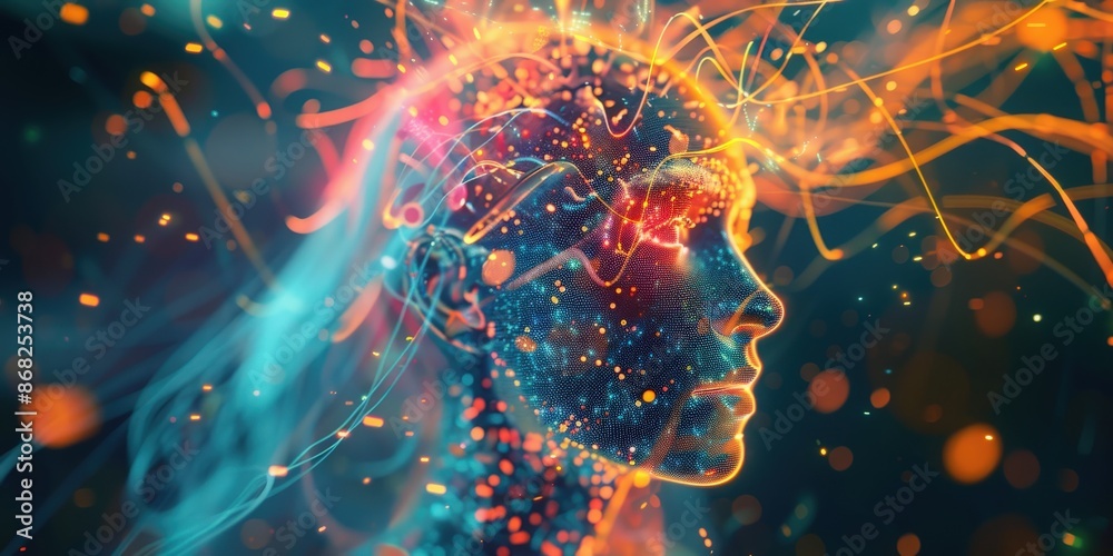 Dynamic artwork symbolizing artificial intelligence's impact on ...