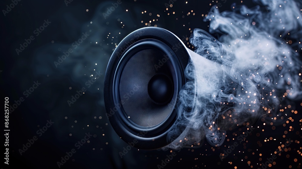 Black background. One woofer vibrates. And there is a sonic boom that ...