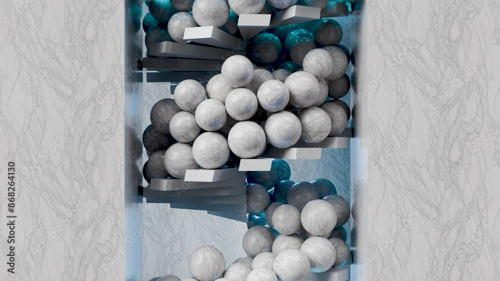 Oddly Satisfying white marble balls race run track, marbled spheres ...