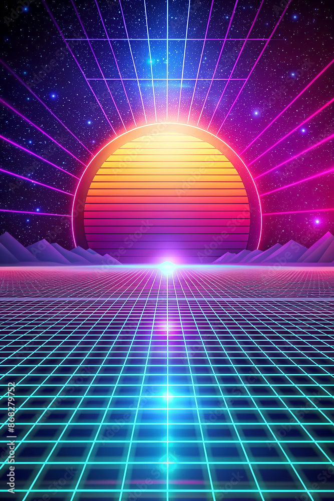 Retro futurism abstract background with bold colors and Sci-fi ...