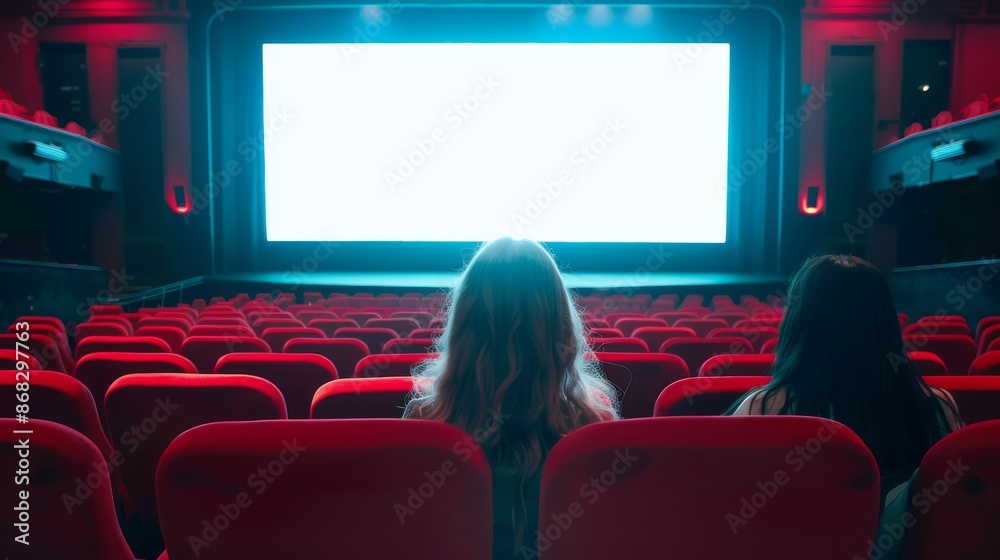 Audience in red seats enjoys an immersive cinematic experience in a ...
