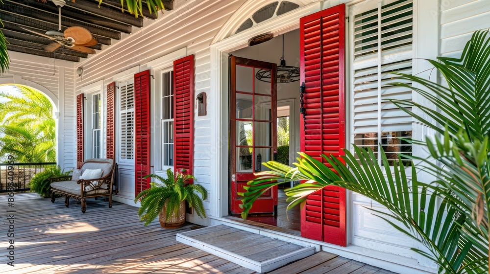 historic firehouse converted into a home, with bright red Bahama ...