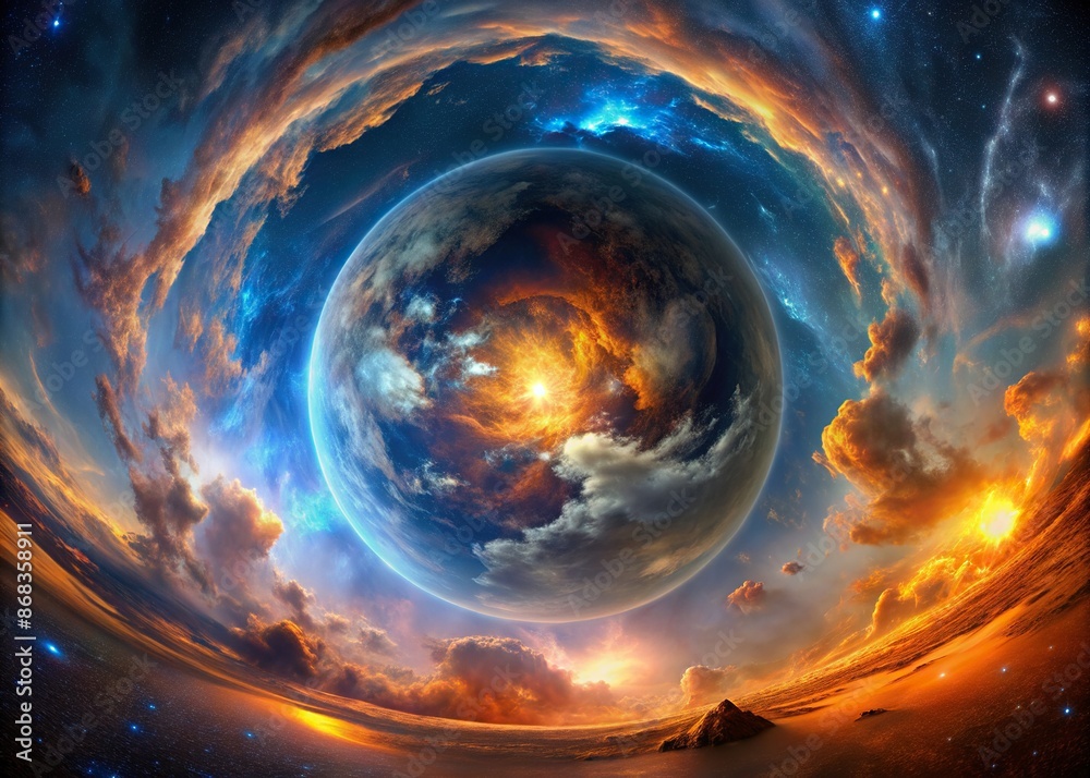 Stunning 360 degree space nebula panorama in equirectangular projection ...