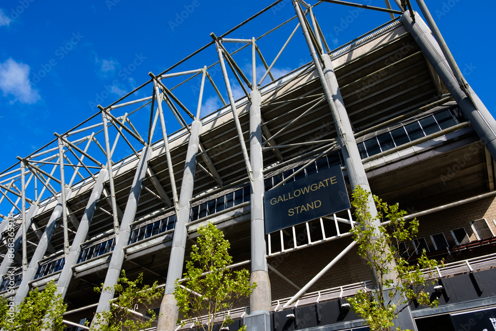 Newcastle UK: 8th June 2024: An exterior view of the Gallowgate Stand ...