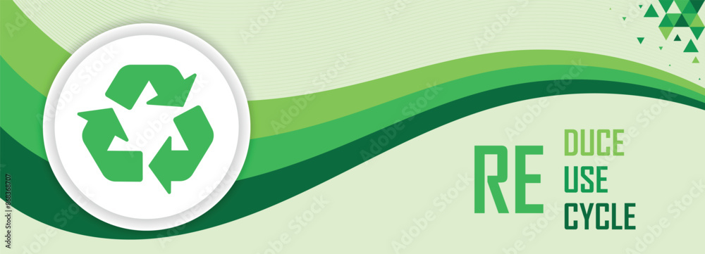Waste management and recycling banner, 3R concept, abstract pattern design, reduce, reuse ...