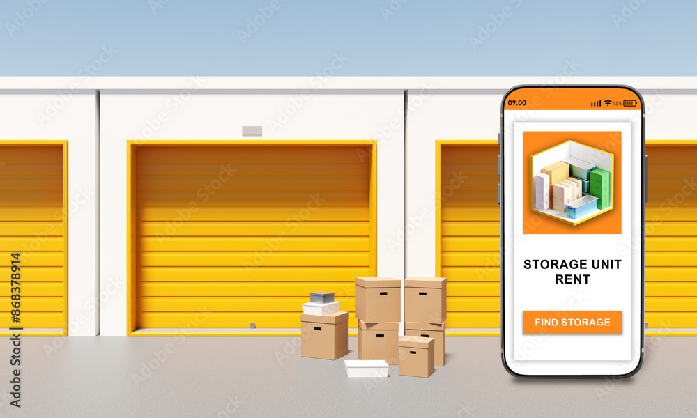 Storage unit rent. Mobile phone with application. Booking storage unit ...