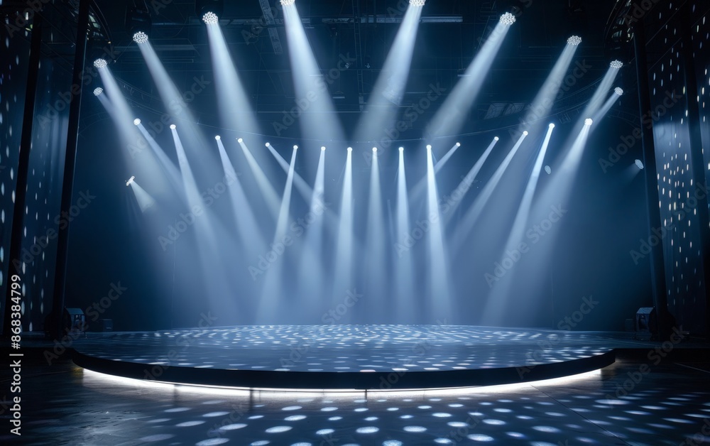 Epic Concert Stage with Circular Lighting and Spotlights Stock ...