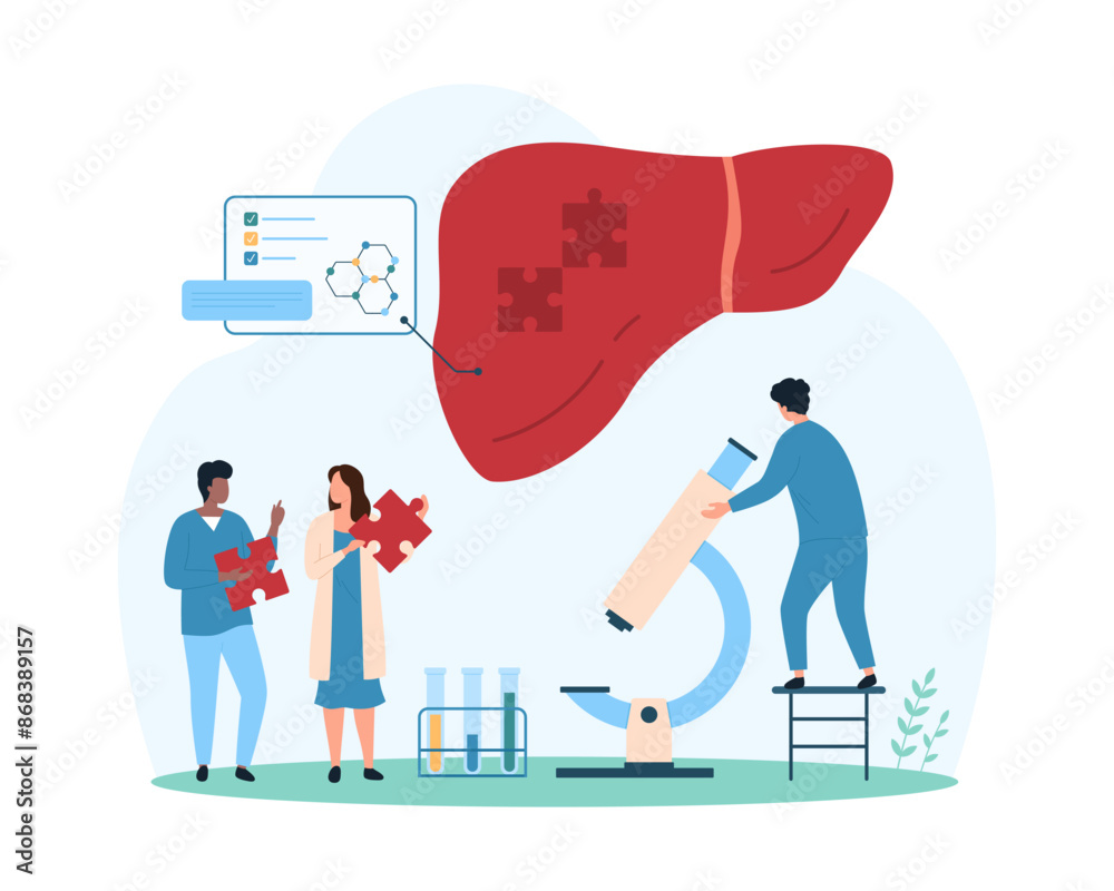 Liver health care, disease awareness and metabolism protection. Tiny ...