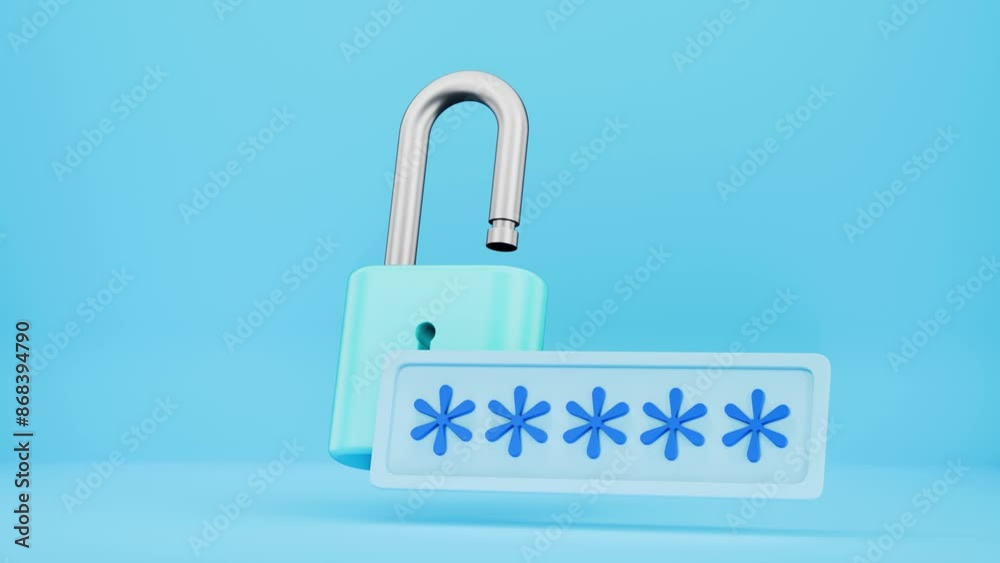 Animation of entering a password and rotating the camera, closing the ...