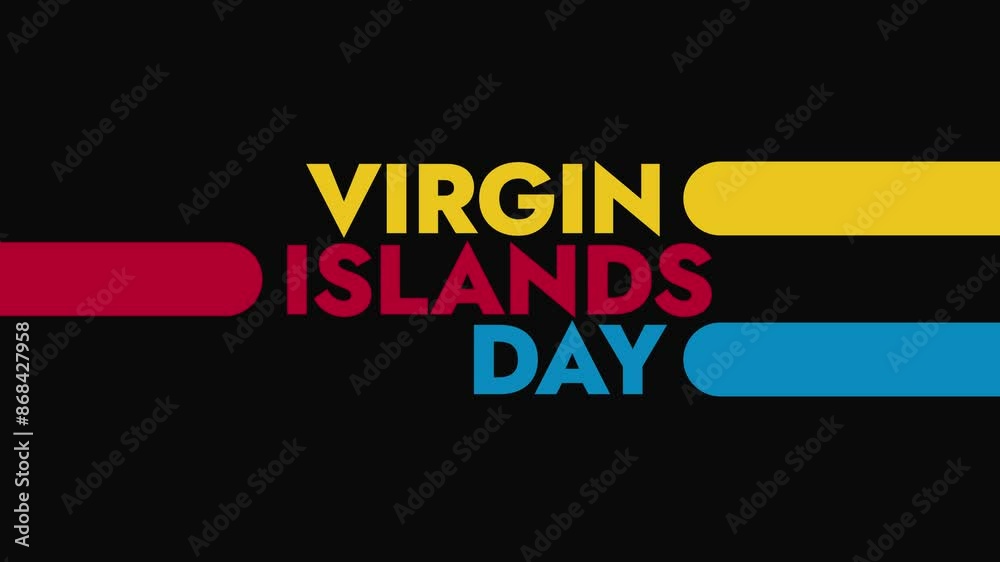 Virgin Islans Day colorful motion graphics seamlessly loopable text ...