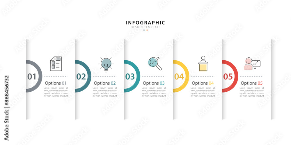 Timeline Creator infographic template. 5 Step timeline journey ...