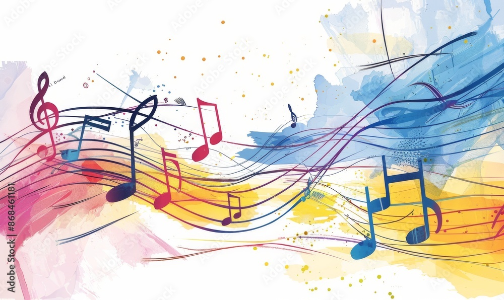 Continuous music line art note vector sketch illustration. Abstract ...